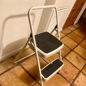 Vintage Stepladder, Metal Step Stool, Plant Stand Ladder, Kitchen Step ...