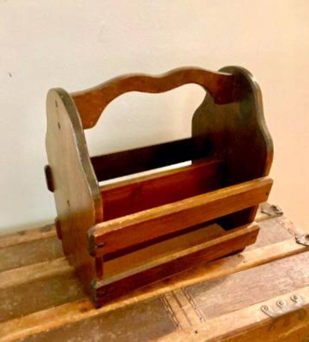 Vintage Wooden Magazine Rack: Mid-century Modern Newspaper & Book ...