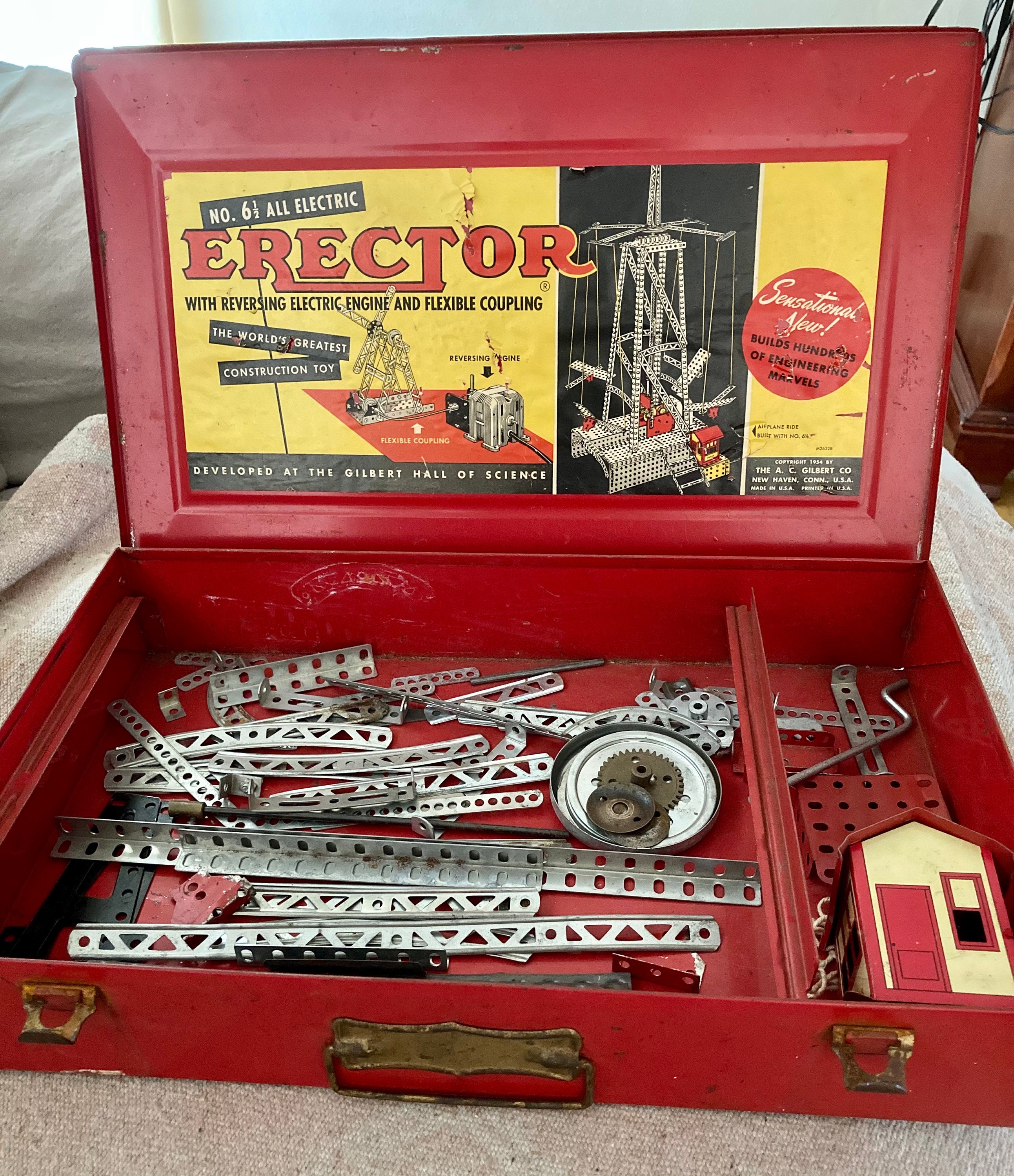 Vintage Metal Tool Box Red Metal Erector Storage Box Vintage | Etsy