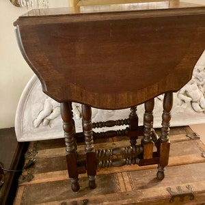 Vintage Wood Drop Leaf Butterfly End Table, Vintage Gated Leg Folding ...