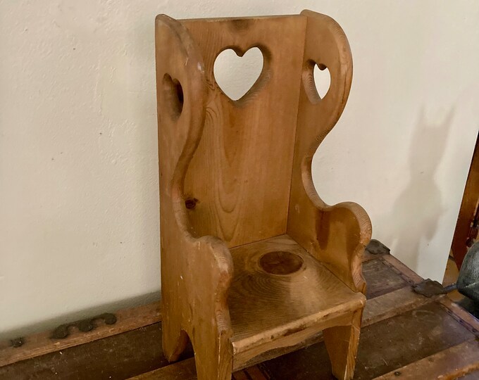 Vintage Dolls Chair, Handmade Wooden Arm Chair, Hand Carved Natural ...