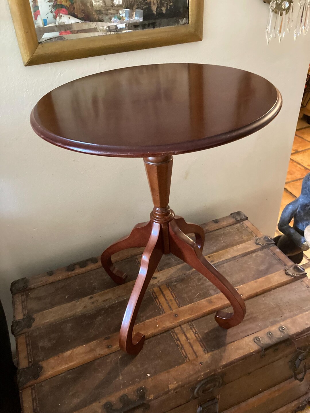 Vintage Round Pedestal Cocktail Table, Vintage Bombay Accent Table ...