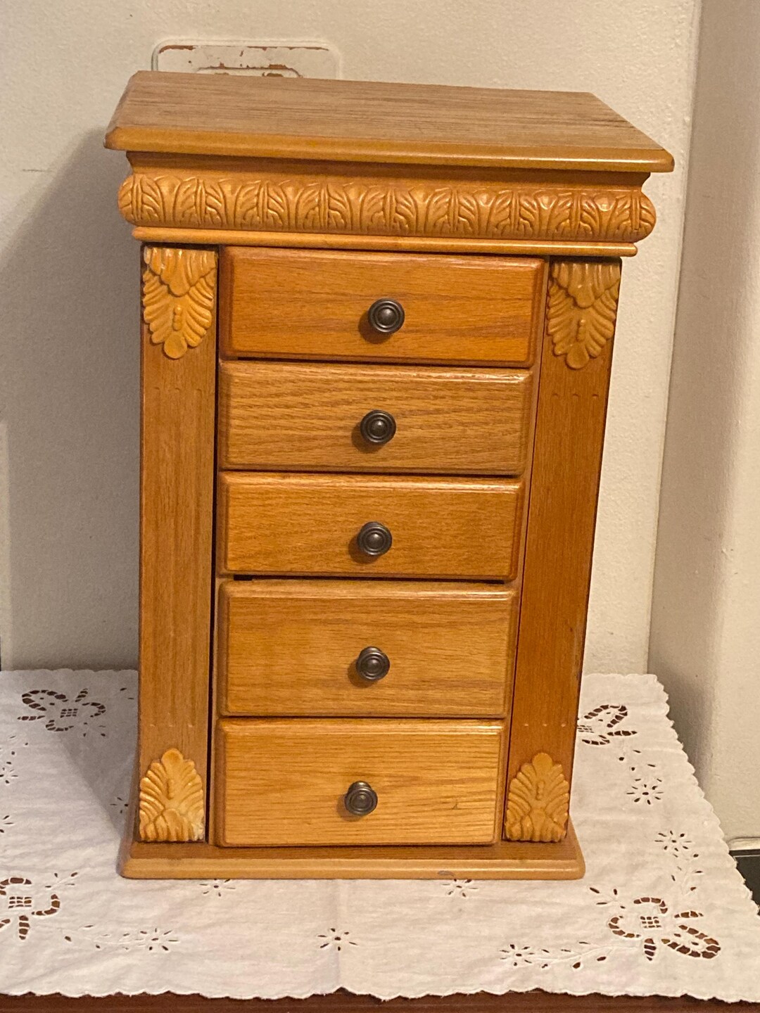 Large Jewelry Box With Side Doors, 5 Drawer Jewelry Box, Large Blonde ...