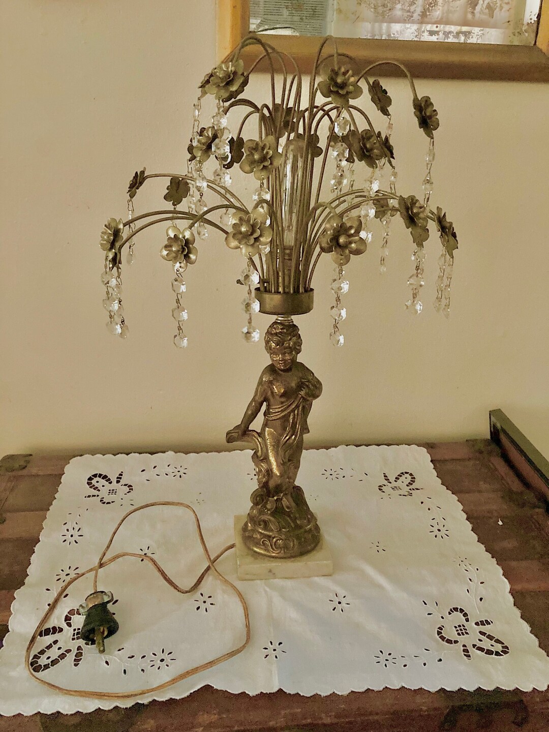 Vintage Neoclassical Table Lamp, Brass/bronze Cherub Table Lamp With ...