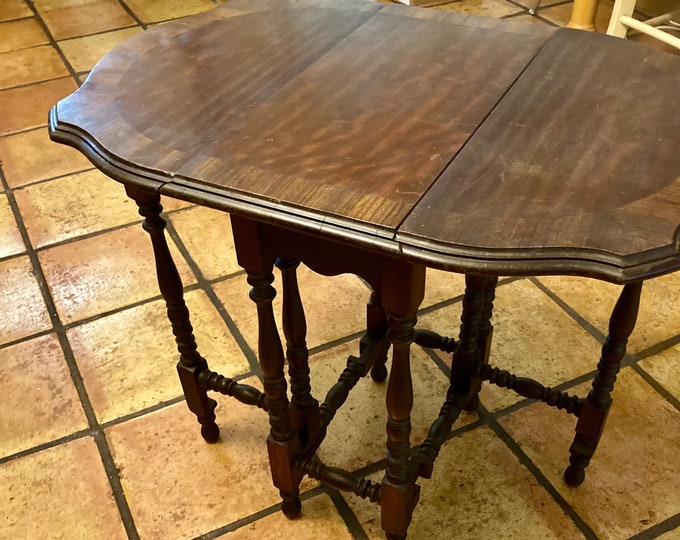 Vintage Wood Drop Leaf Butterfly End Table, Vintage Gated Leg Folding ...