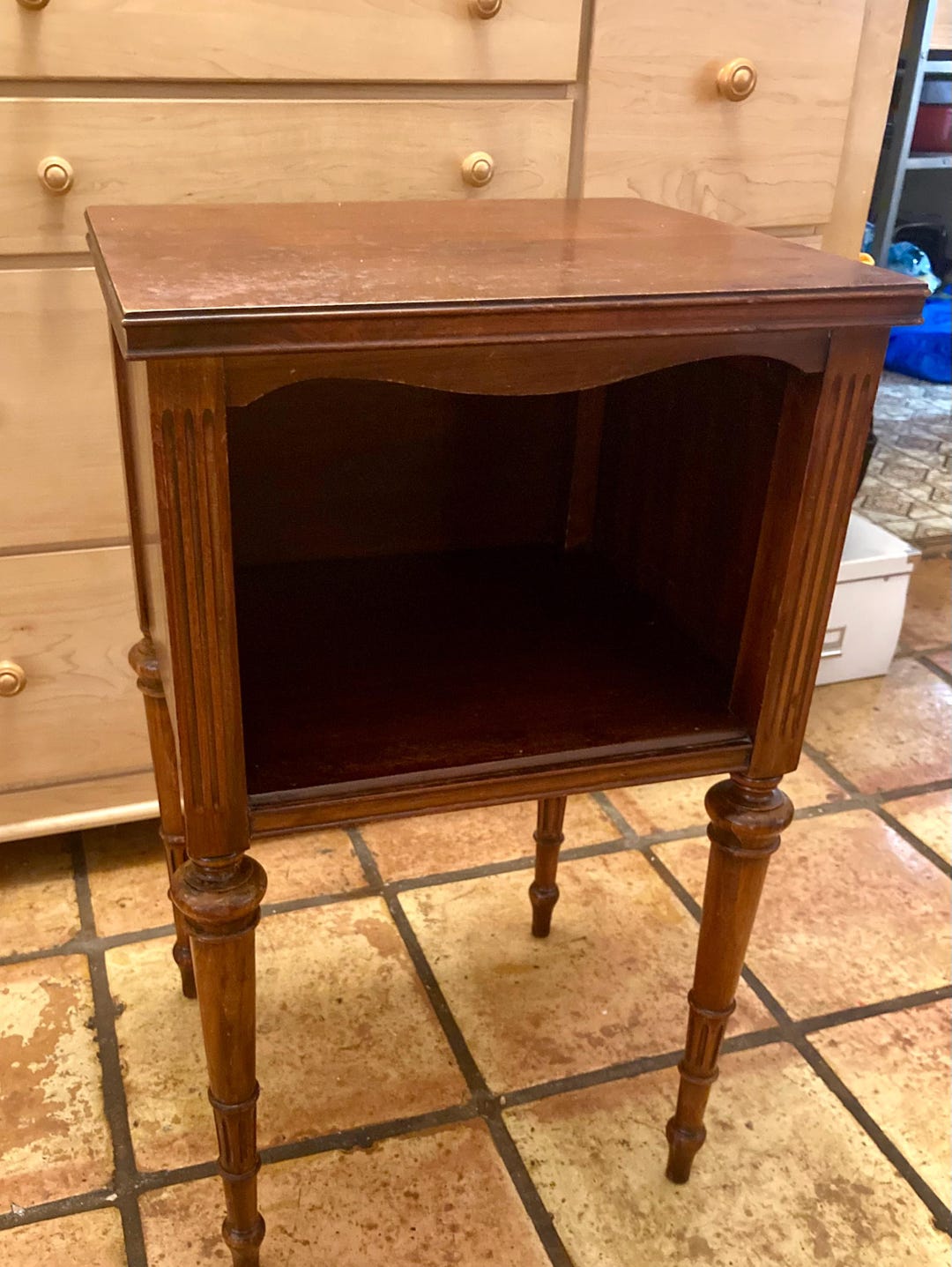 Vintage Bedside Open Front Side Table, Vintage Dark Cherry or Mahogany ...