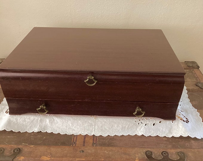 Vintage Flatware Chest With Drawer, Tarnish Resistant Flatware Chest ...