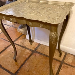 Vintage Florentine Table, Mid Century Gold Side Table, Syroco Style ...