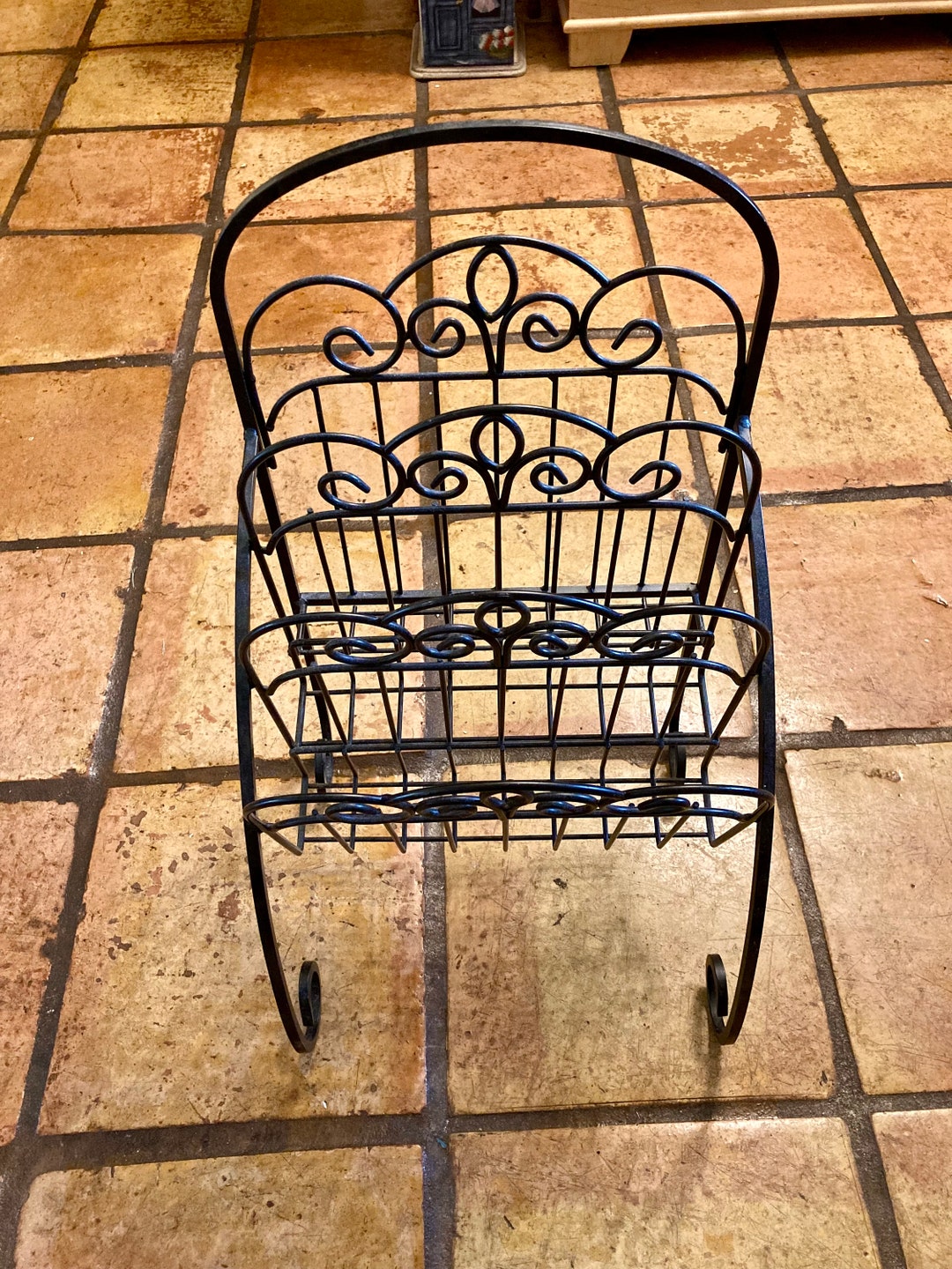 Vintage French Iron 3-tier Magazine Rack: Rustic Whimsical Home Decor ...