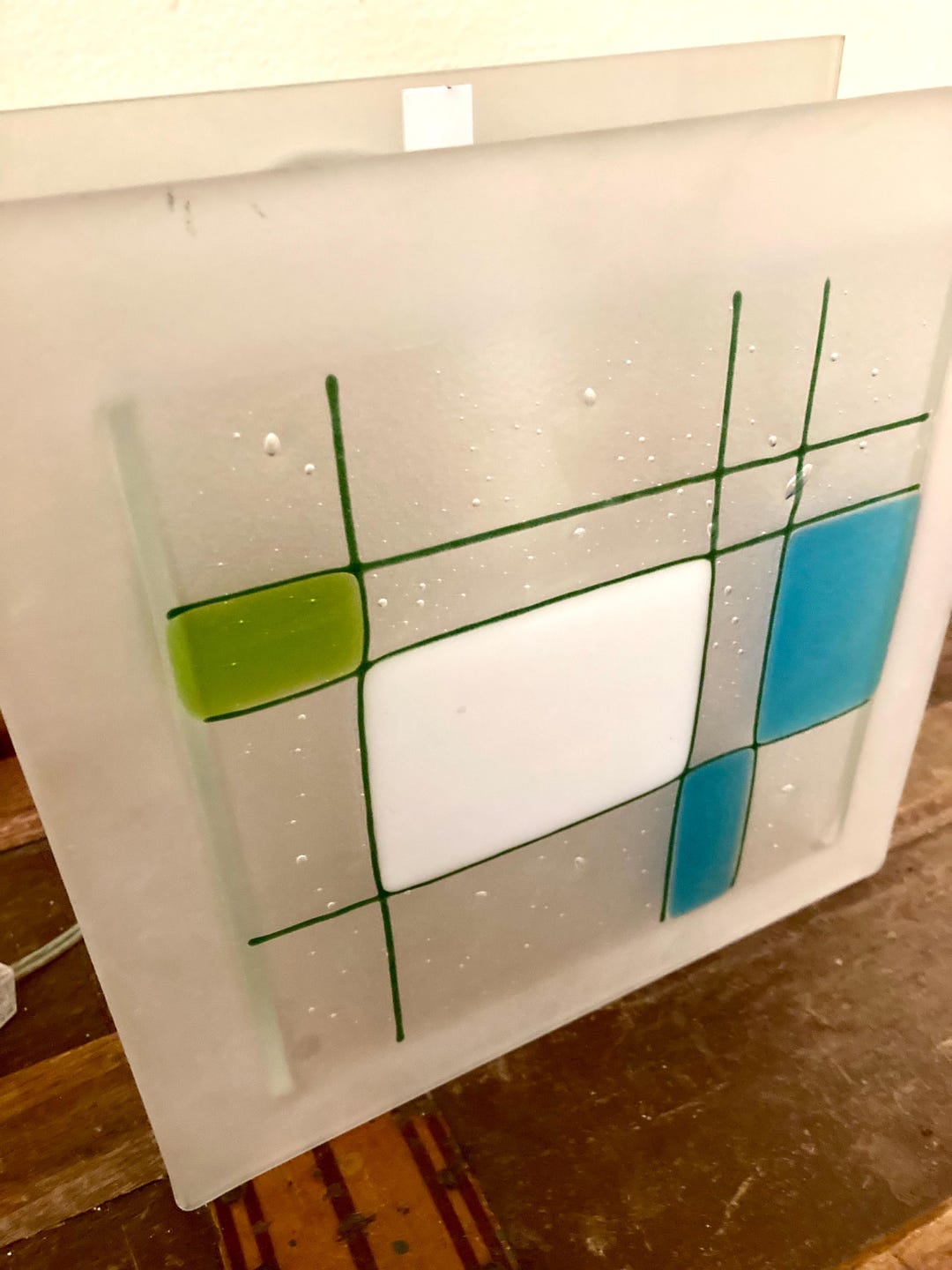 Mid-century Modern Fused Glass Cube Table Light, Artist Made - Etsy