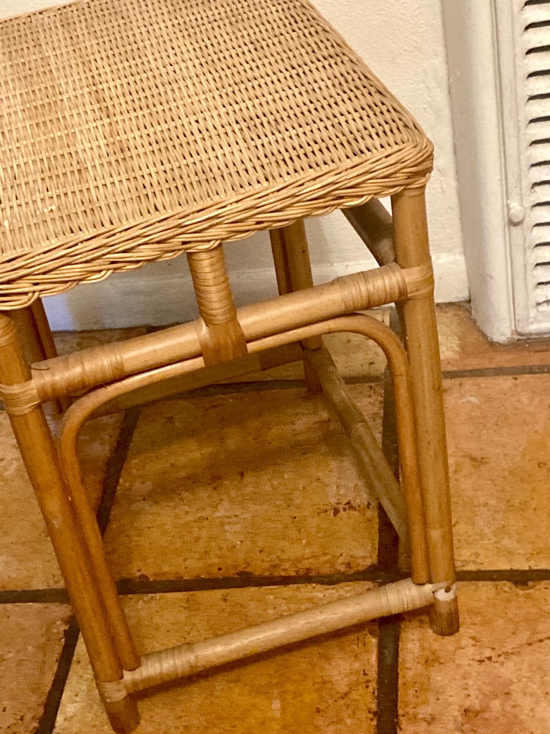 Vintage Rattan Wicker Side Table, Tropical Side Table, Keywest Rattan ...
