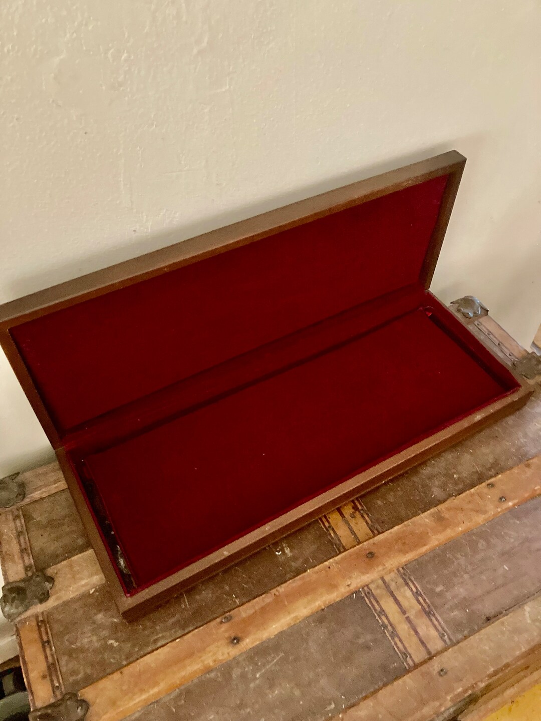 Vintage Valet Dresser Box, Long Wooden Antique Box, Vintage Storage Box ...
