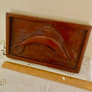 Vintage Folkart Fish Carving, Carved Relief Plaque of Sailfish, Antique ...