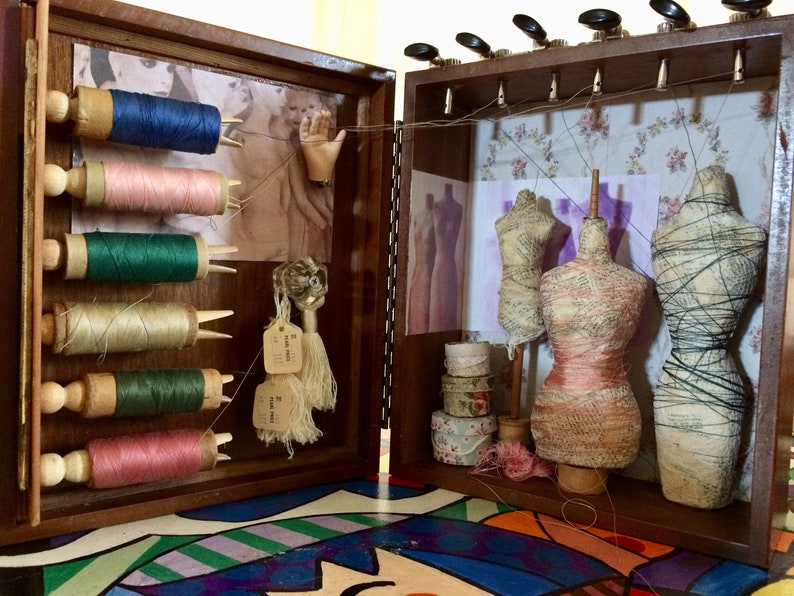 Loose Ends Assemblage Art Mannequin DressForm Vignette Box | Etsy