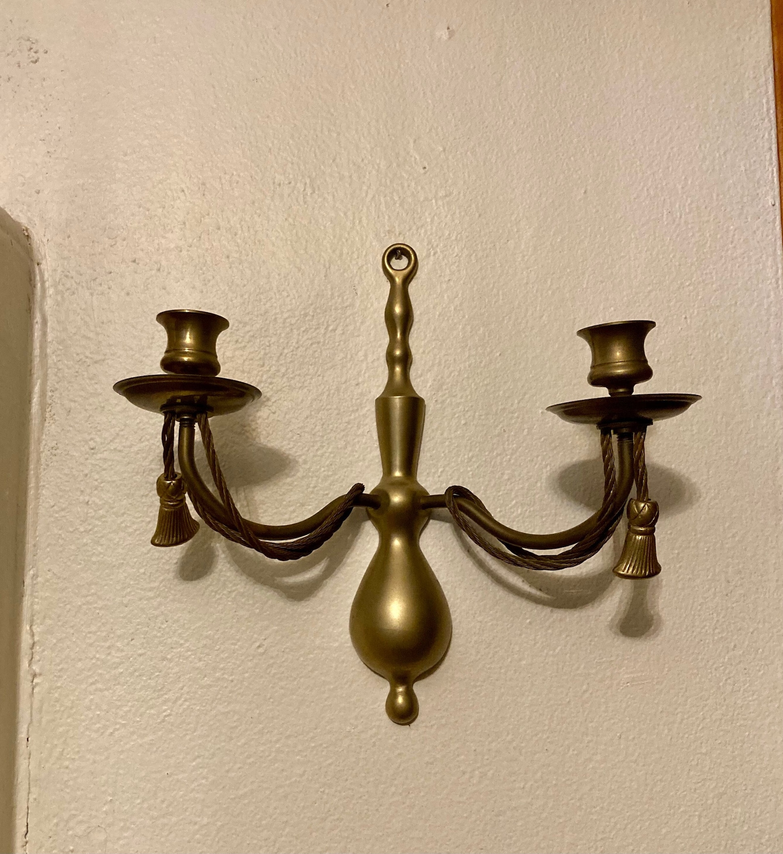 Vintage Brass 2 Candle Candelabra Wall Sconce, Vintage Hollywood ...