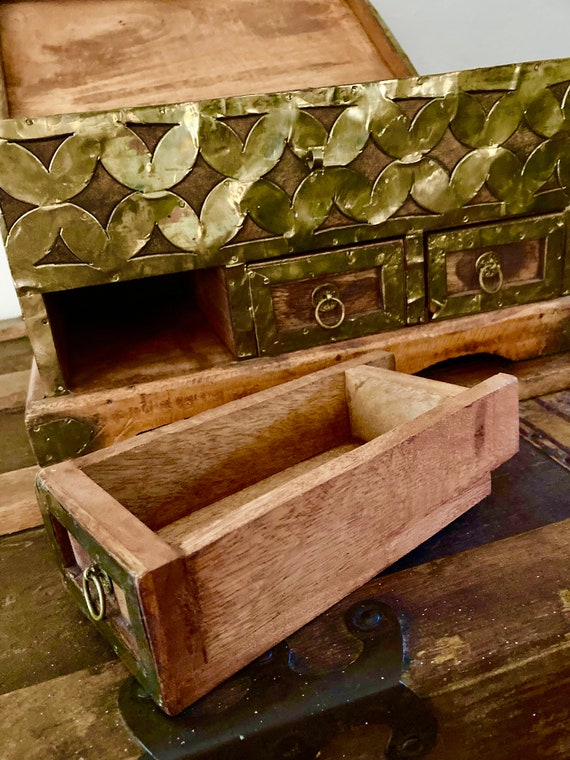 Vintage Jewelry Box, Wooden valet box with drawers, … - Gem
