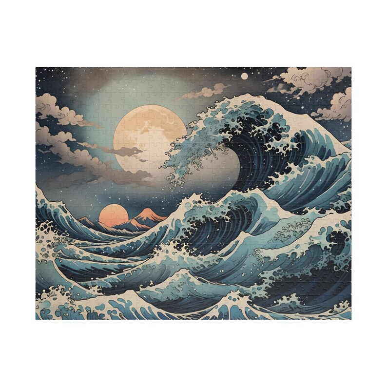 The Great Wave Puzzle Majestic Ocean Jigsaw Puzzle, Ocean Wave Puzzle ...