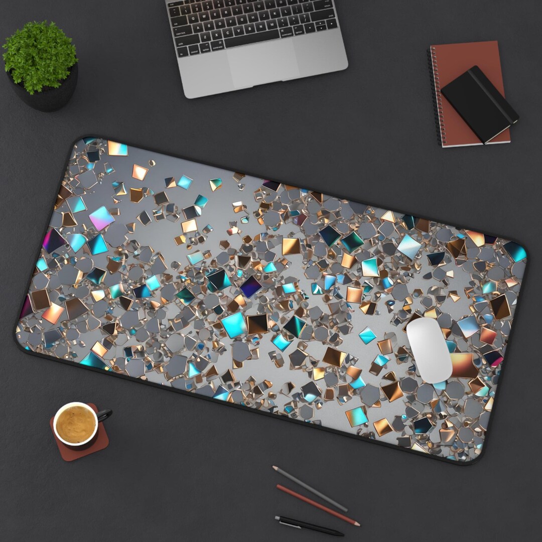 Geometric Desk Mat - Sparkling Glitter Desk Mat, Extra Large Desk Mat ...