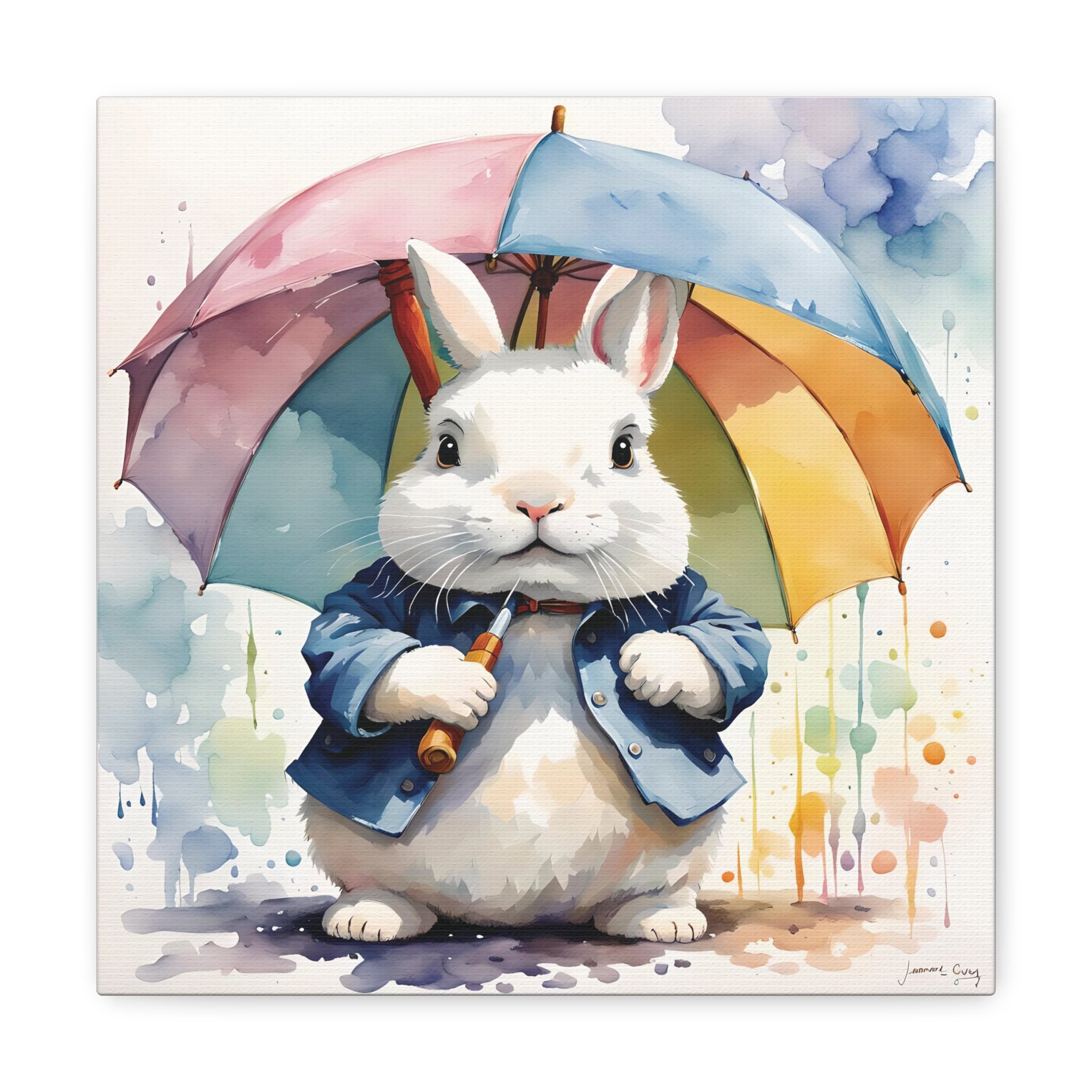 Rainy Day Bunny Wall Art, Bunny Art, Rainy Day Art, Nursery Decor ...