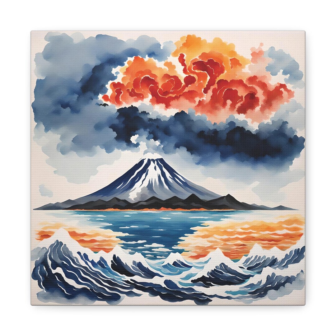Volcano Art, Volcano Print, Volcanic Landscape Art, Volcano Wall Art ...