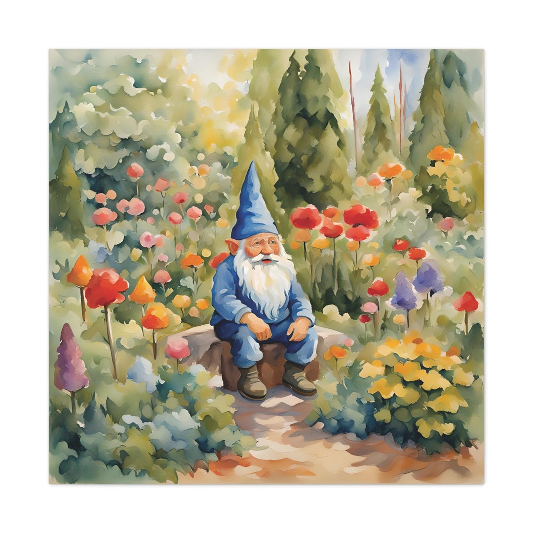 Gnome Art, Garden Gnome Art, Gnome Home Decor, Gnome Wall Art ...