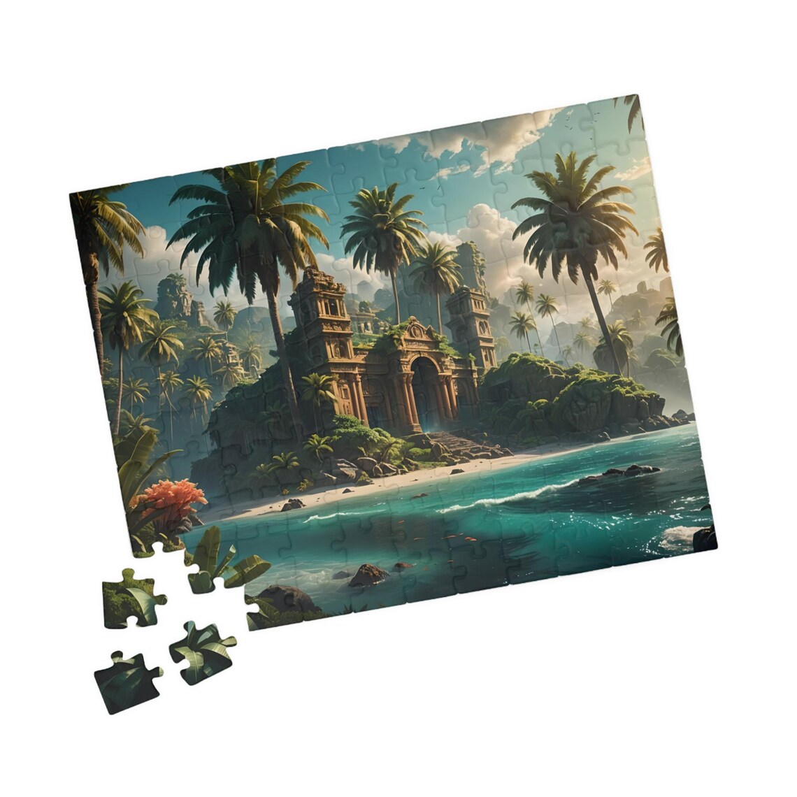Tropical Castle Puzzle Enchanting Island Jigsaw Puzzle, Tropical Puzzle ...