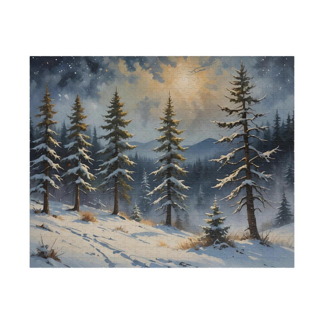 Snow Scene Puzzle Serene Winter Landscape Puzzle, Snow Puzzle, Winter ...
