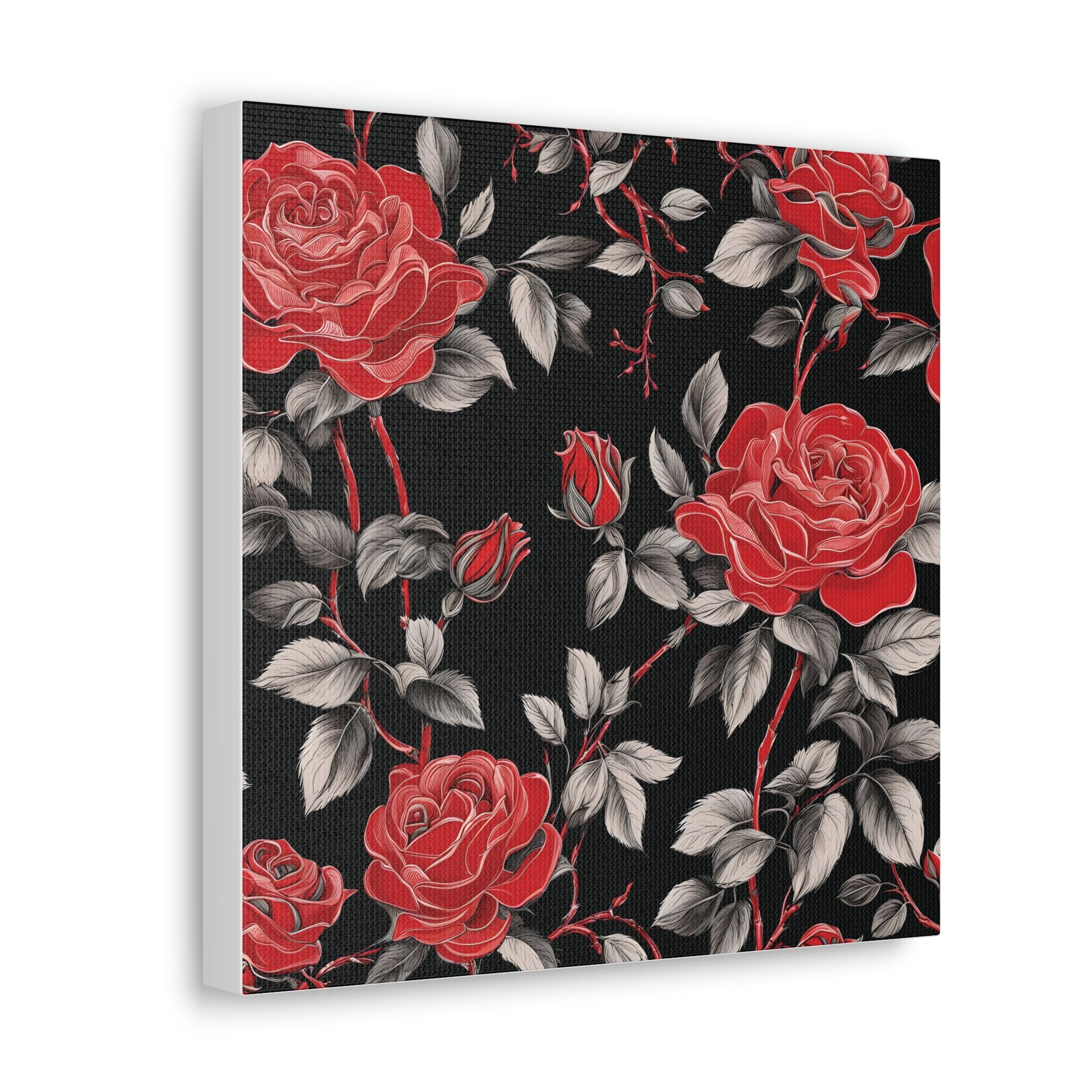 Red Roses Art, Red Rose Canvas, Red Rose Artwork, Red Rose Watercolor ...