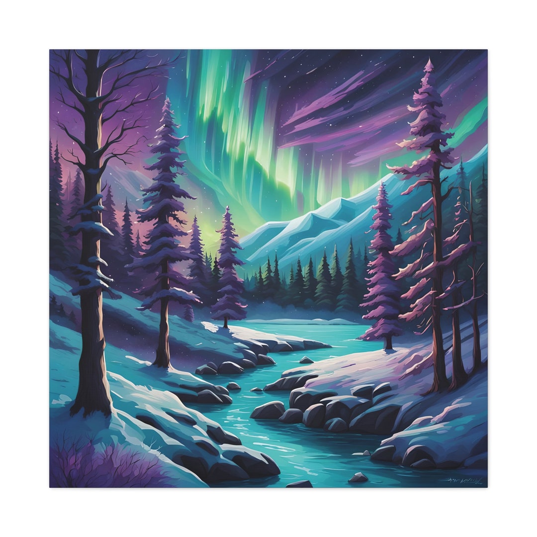 Aurora Borealis Art, Northern Lights Art, Alaska Landscape Art, Arctic ...