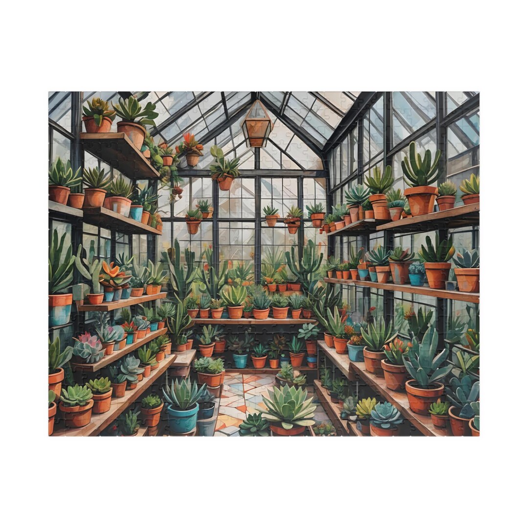 Succulent Greenhouse Puzzle Lush Greenery Puzzle, Plant Puzzle, Plant ...
