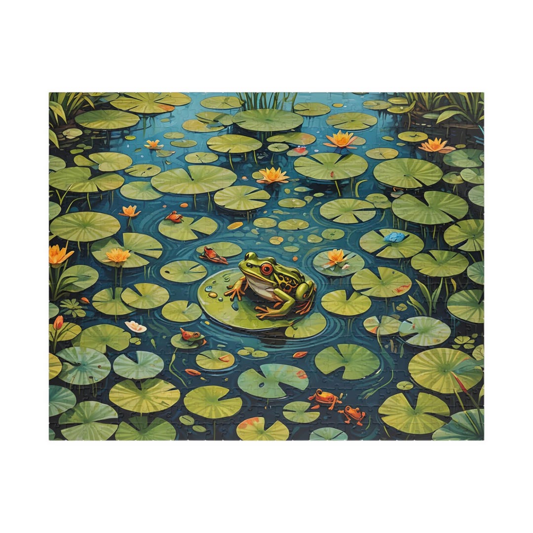 Frog Puzzle Charming Lilypad Jigsaw Puzzle for Nature Lovers, Frog Pond ...