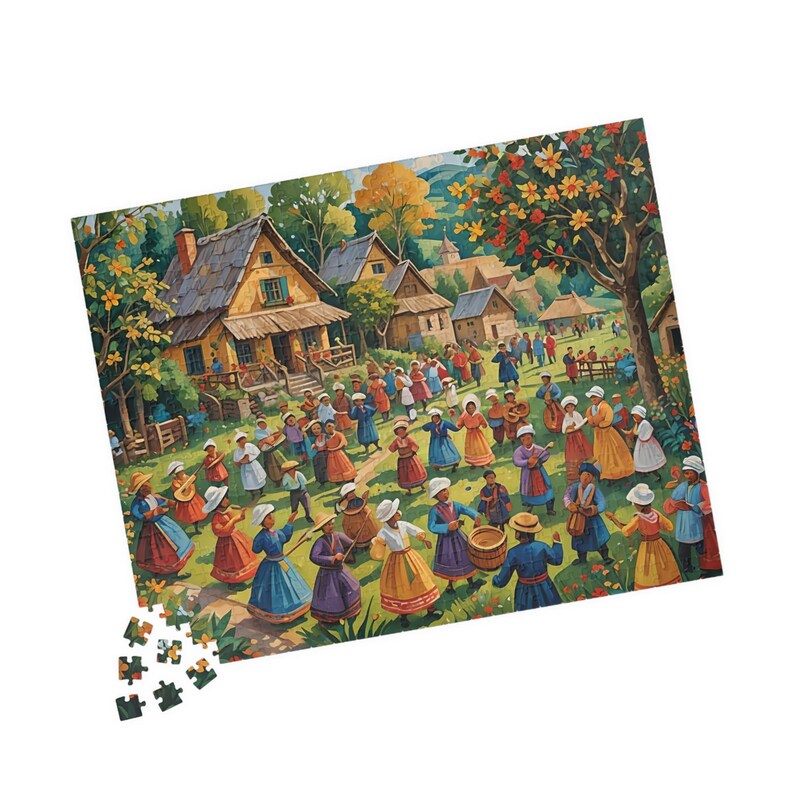 Folk Art Puzzle Charming Rural Puzzle, Folk Art Jigsaw Puzzle, Rural ...
