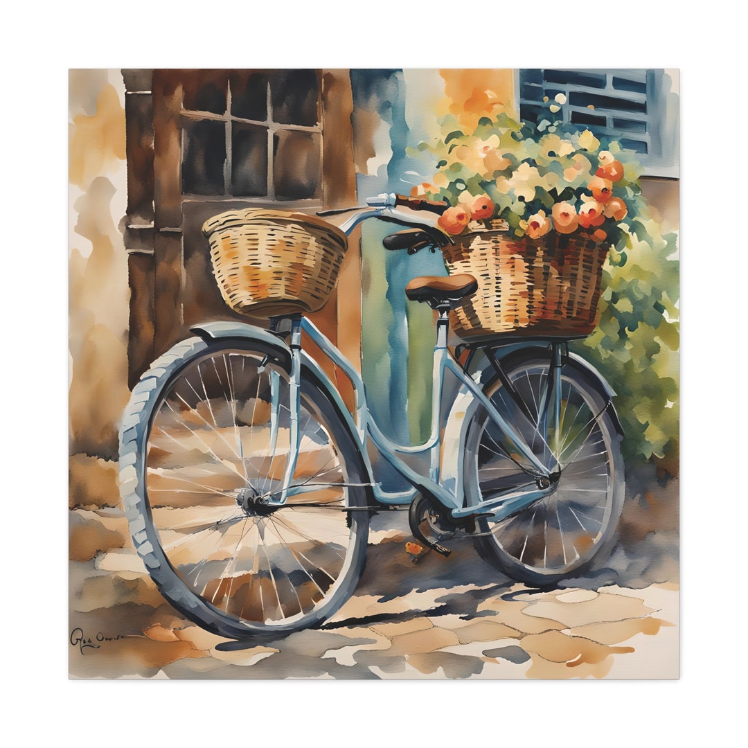 Bike Art, Bicycle Canvas Art, Bicycle Wall Decor, Cycling Art, Vintage ...