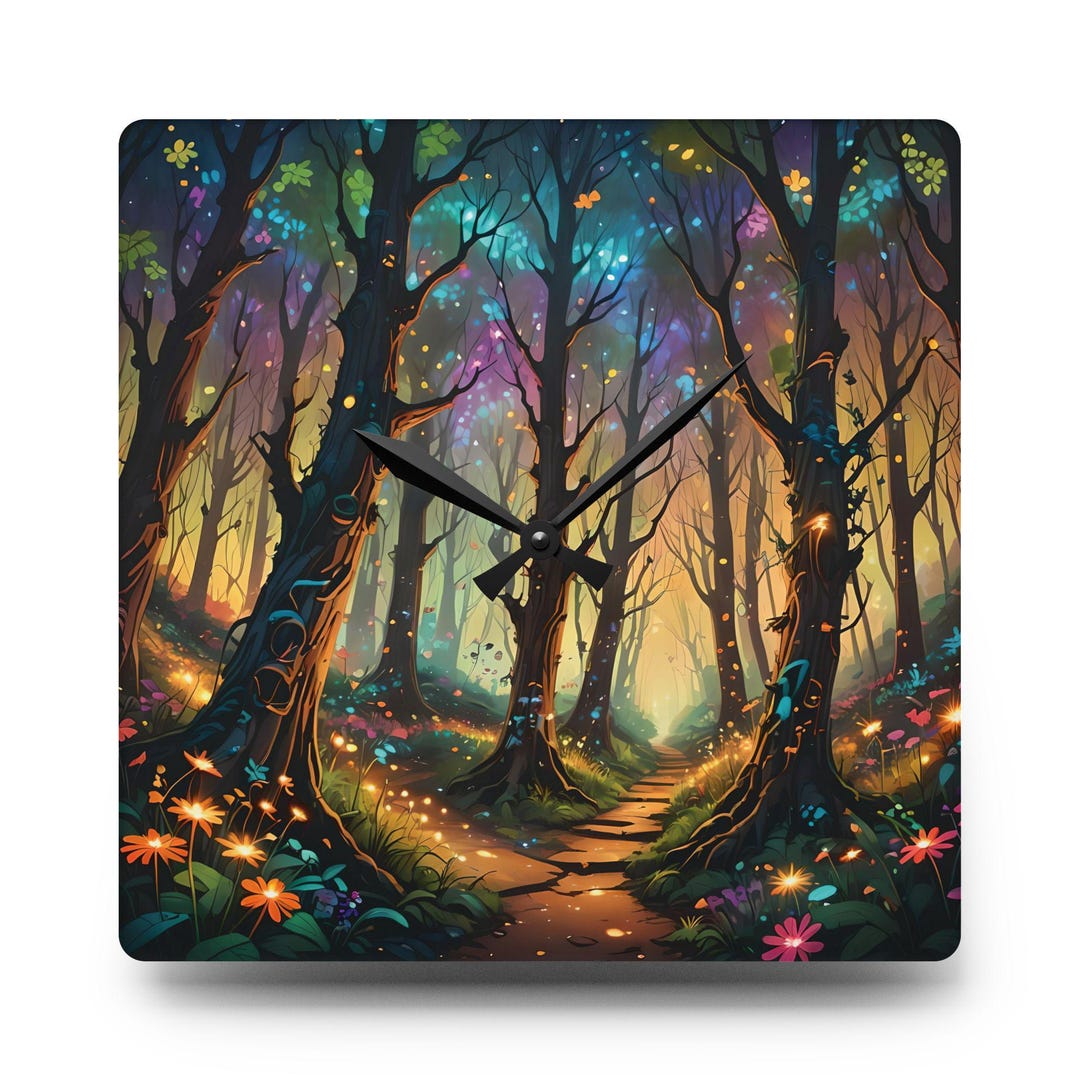 Enchanted Forest Wall Clock Mystical Forest Wall Decor, Acrylic Wall ...