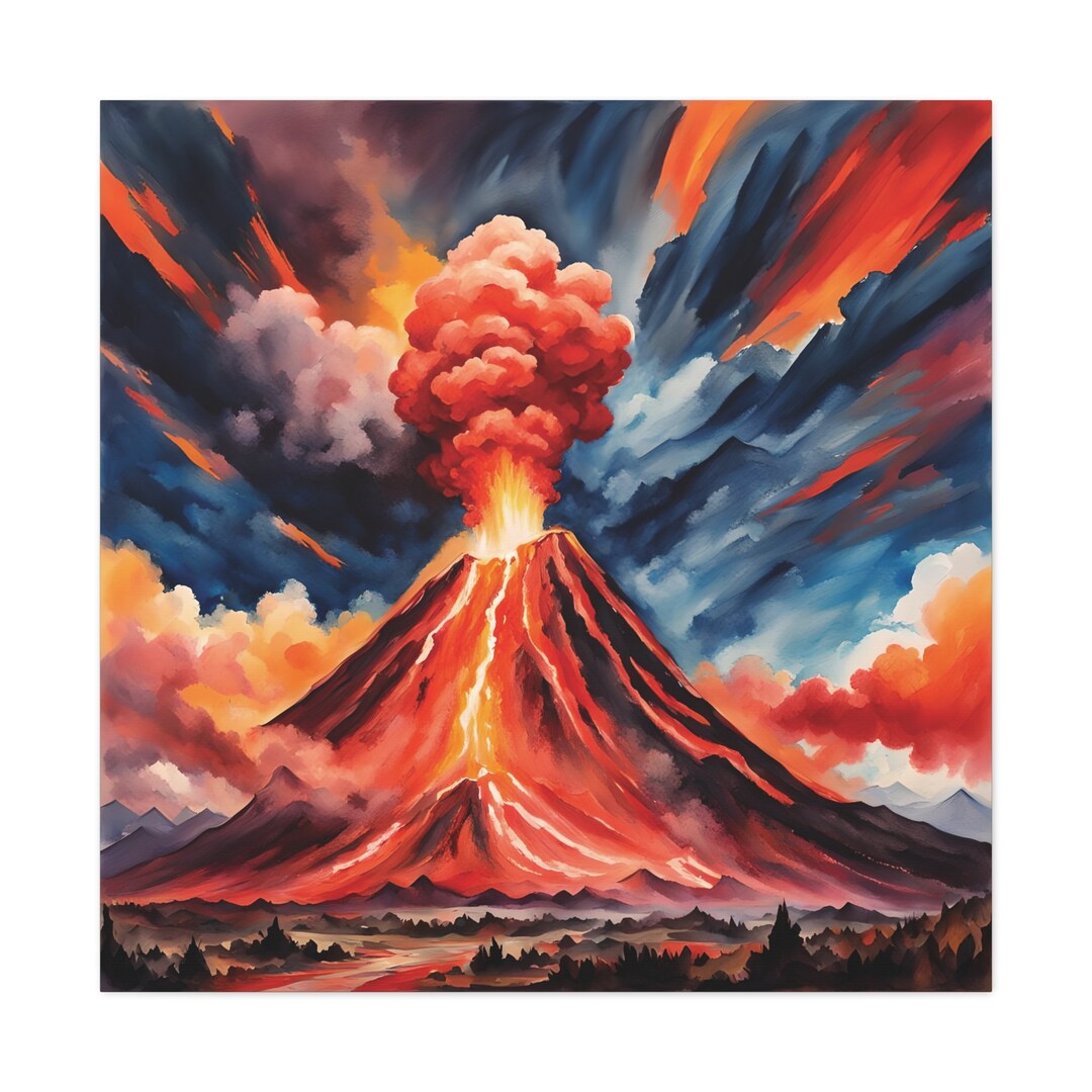 Volcano Art, Volcano Eruption Art, Lava Art, Volcano Wall Art, Volcanic ...