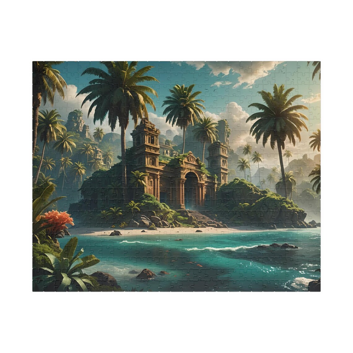 Tropical Castle Puzzle Enchanting Island Jigsaw Puzzle, Tropical Puzzle ...