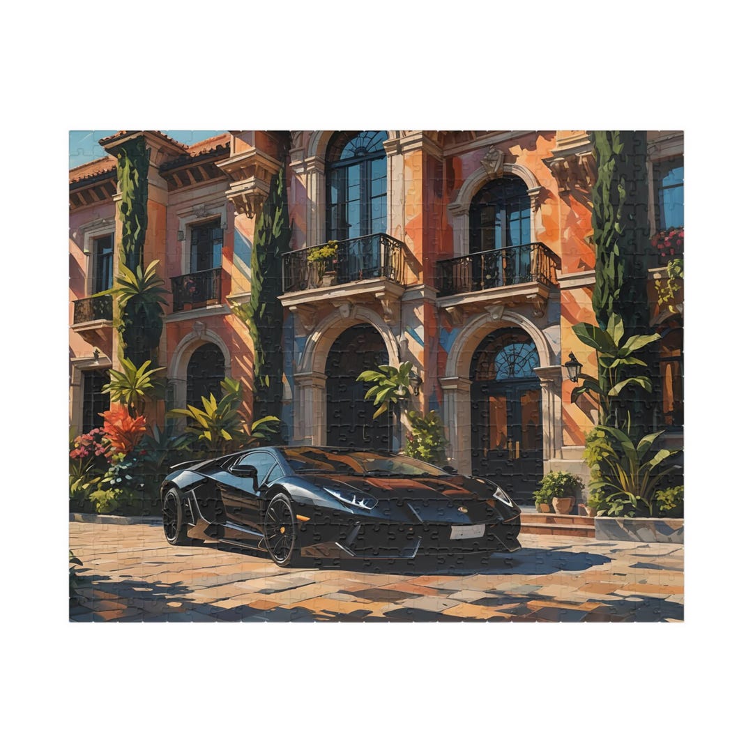 Black Lamborghini Car Puzzle - Sleek Sports Car Puzzle, Vehicle Puzzle ...