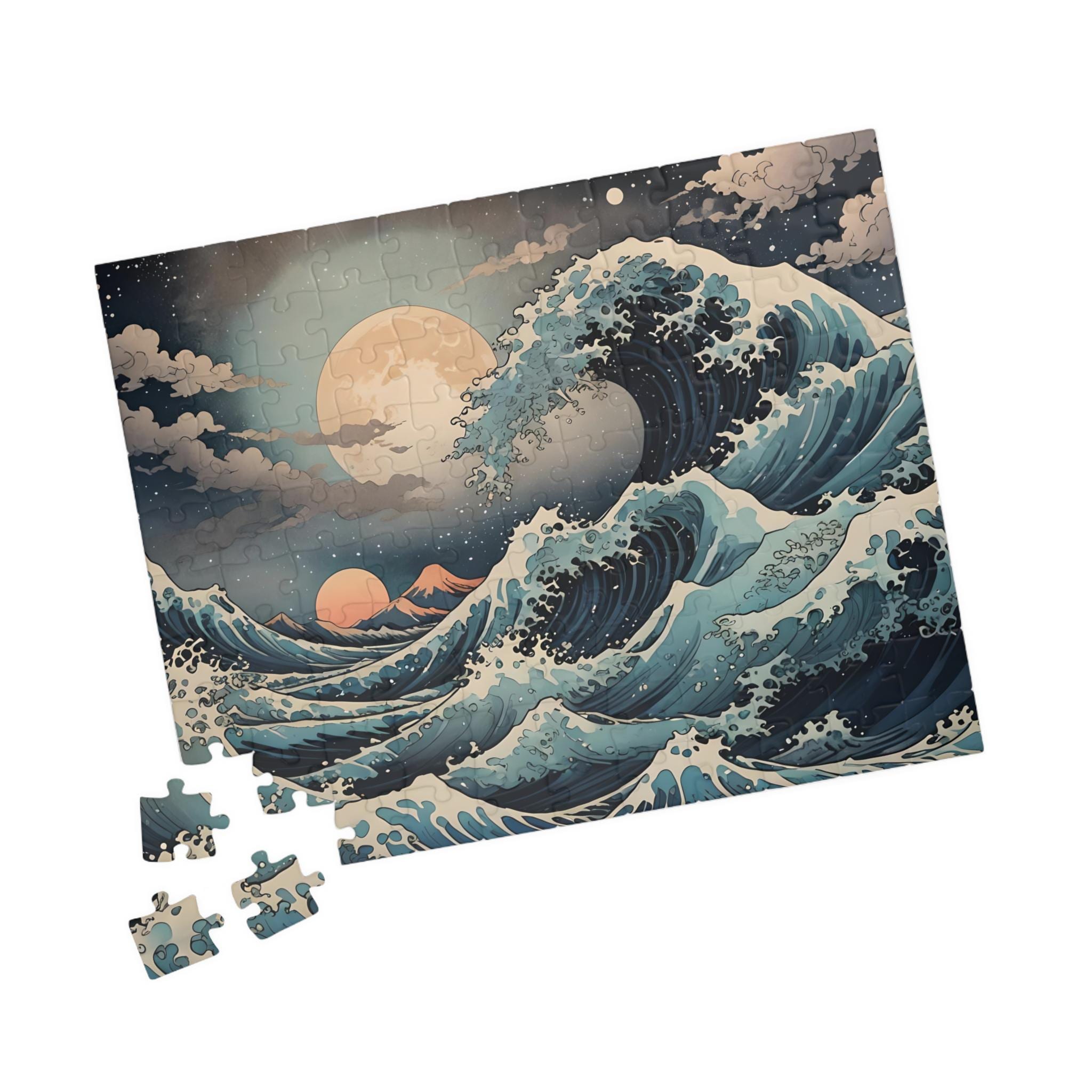 The Great Wave Puzzle Majestic Ocean Jigsaw Puzzle, Ocean Wave Puzzle ...