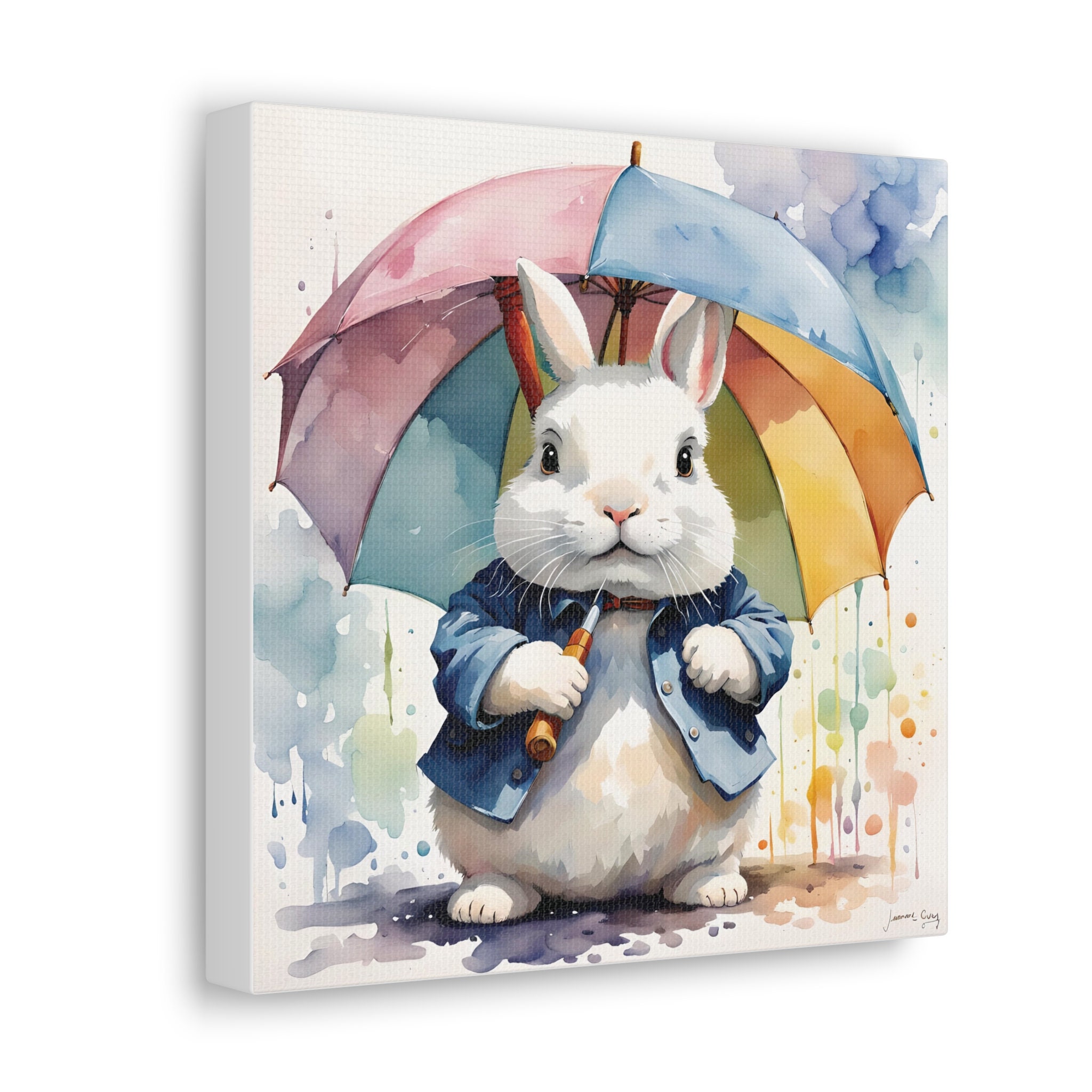 Rainy Day Bunny Wall Art, Bunny Art, Rainy Day Art, Nursery Decor ...