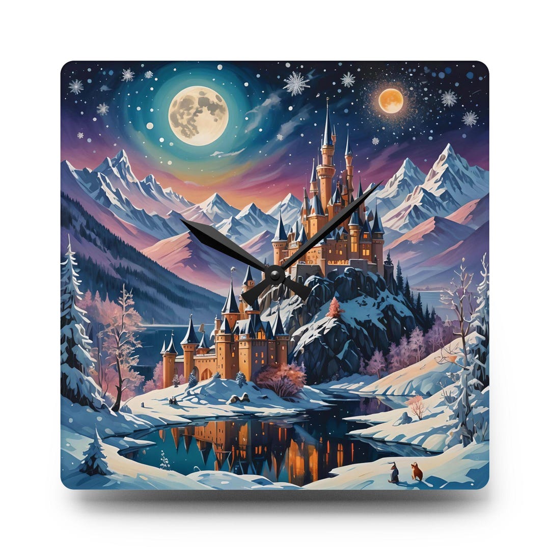 Winter Castle Wall Clock Majestic Castle Wall Decor, Winter Clock ...