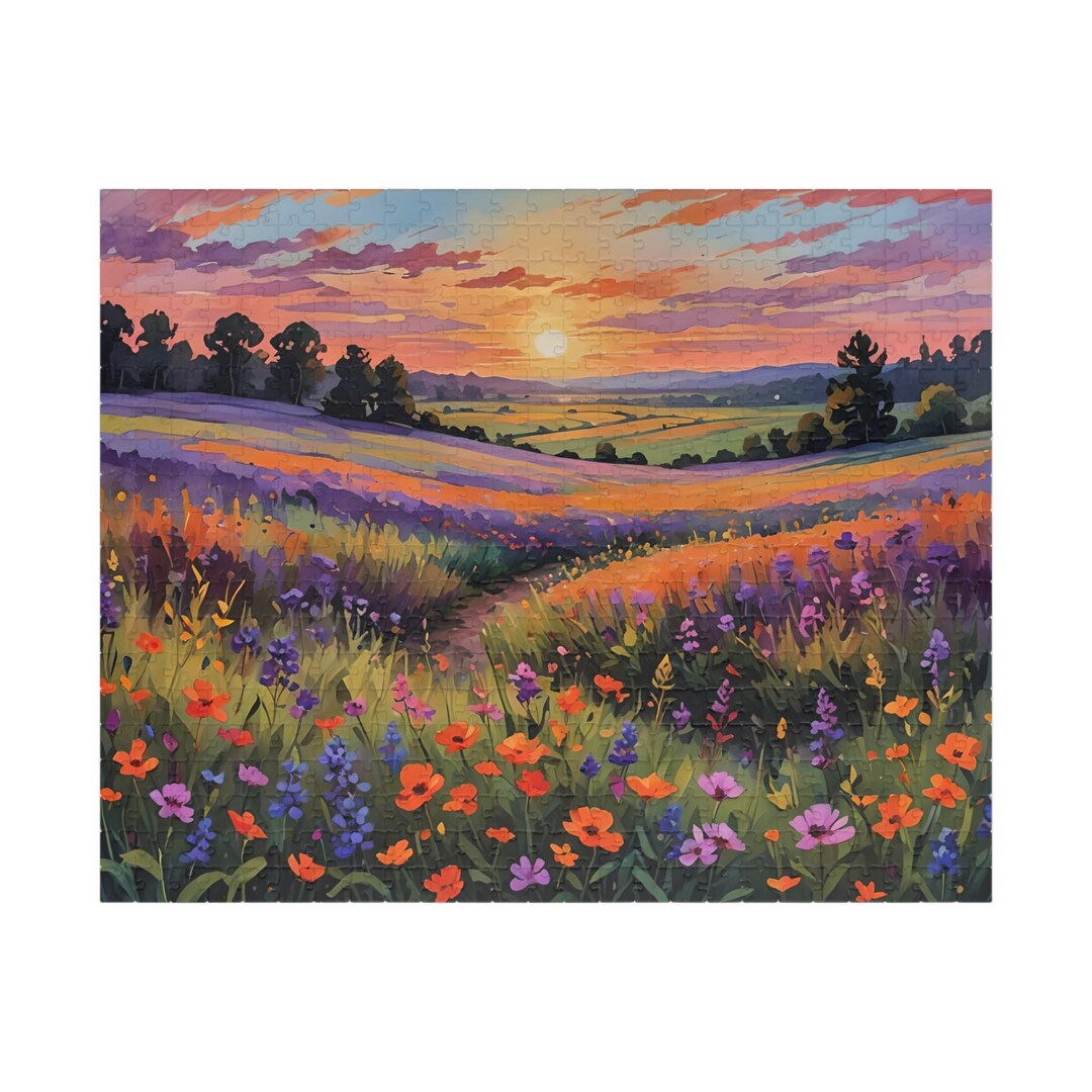 Wildflowers Puzzle Serene Sunset Puzzle, Meadow Puzzle, Floral Puzzle ...