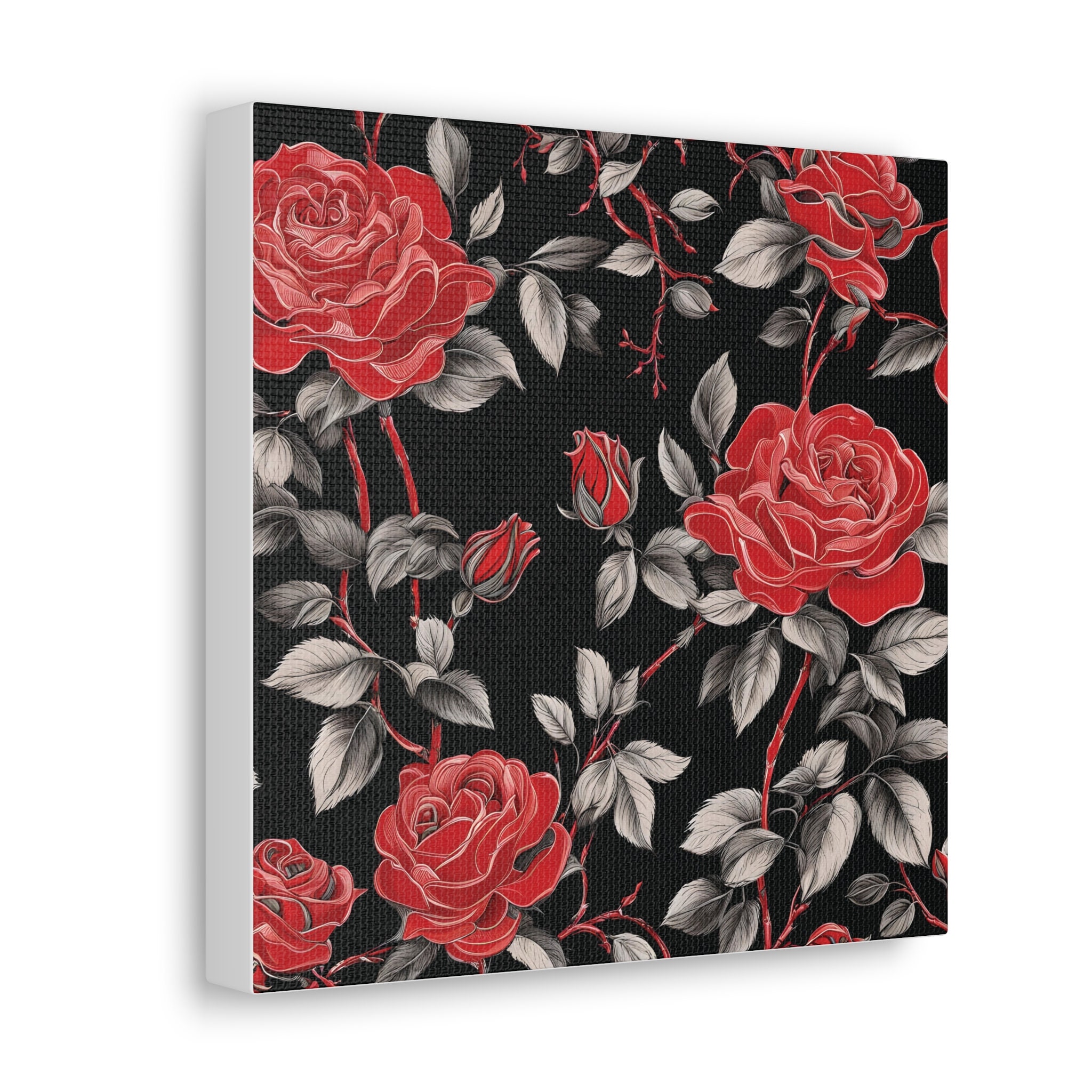 Red Roses Art, Red Rose Canvas, Red Rose Artwork, Red Rose Watercolor ...