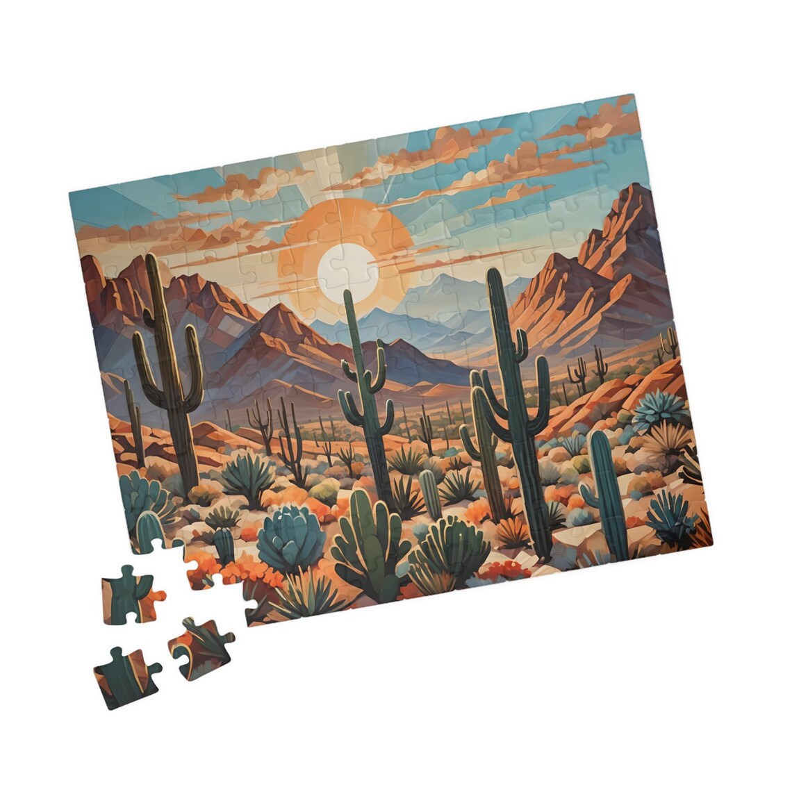Desert Puzzle Stunning Sunset Puzzle, Unique Adult Puzzle, Landscape ...