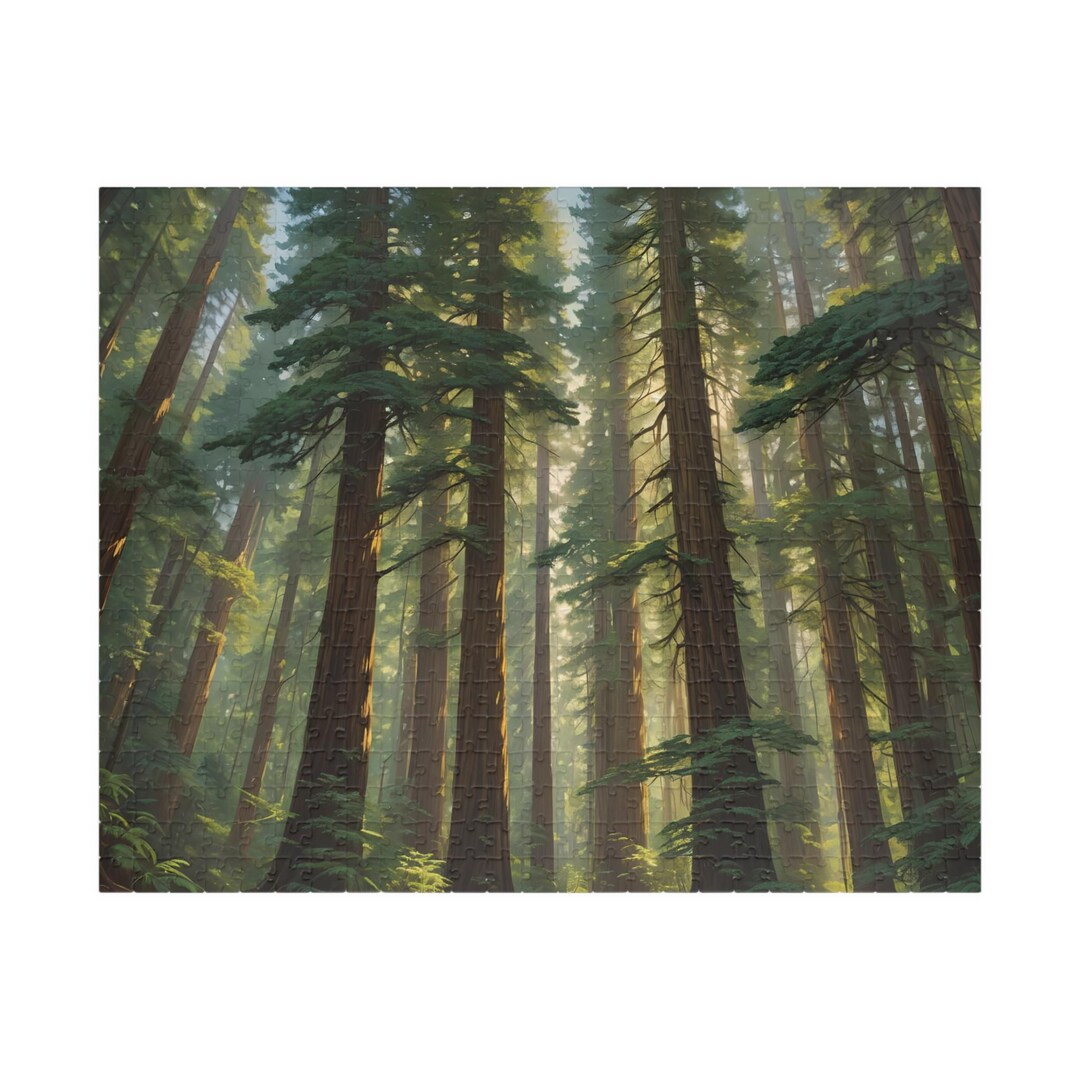 Redwood Trees Puzzle Majestic Tree Jigsaw Puzzle, Forest Puzzle ...