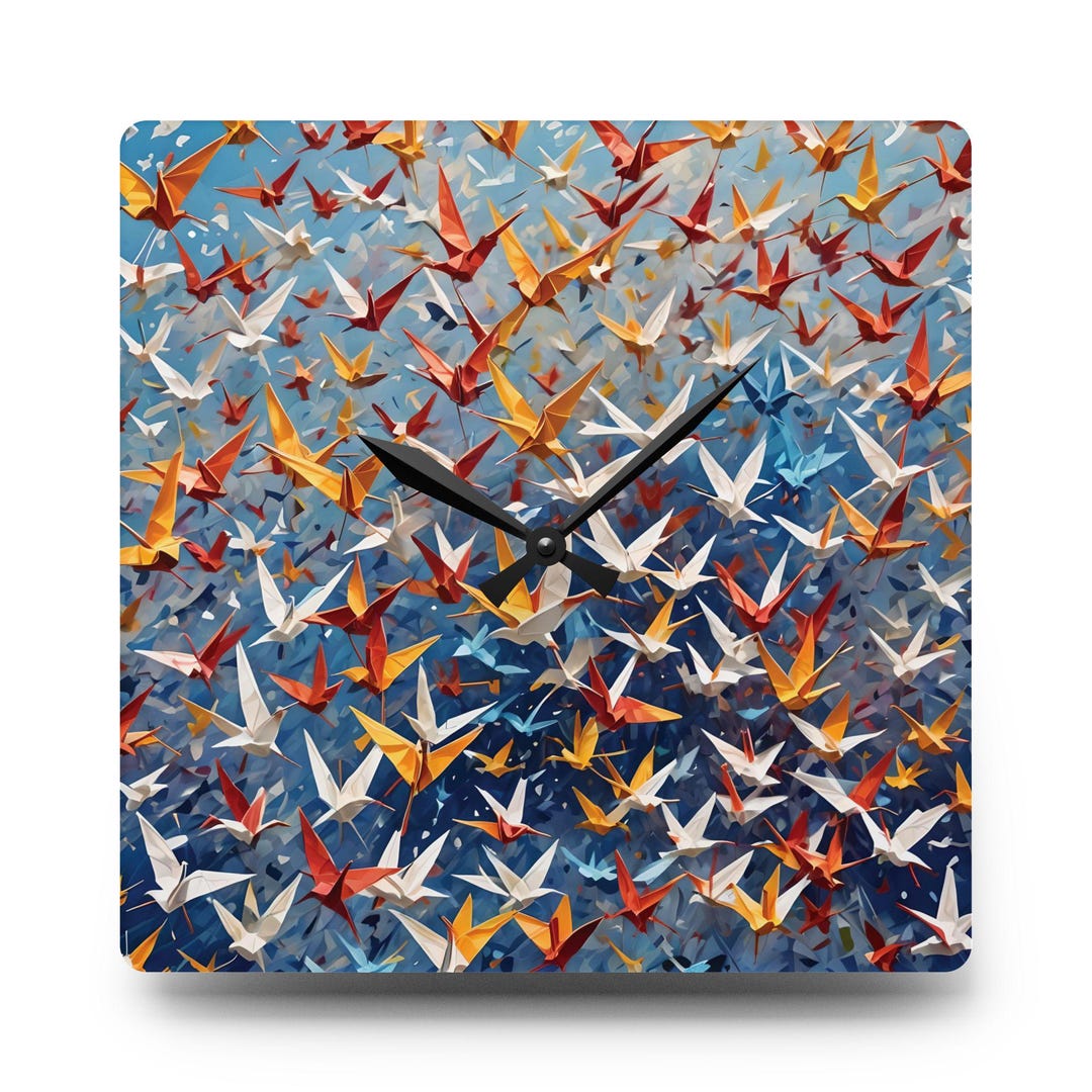 Origami Wall Clock Elegant Origami Wall Decor, Acrylic Wall Clock ...