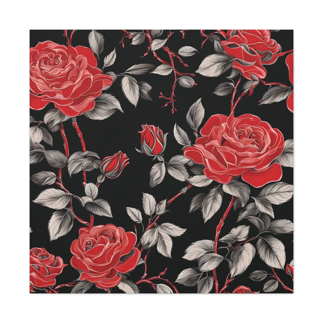 Red Roses Art, Red Rose Canvas, Red Rose Artwork, Red Rose Watercolor ...