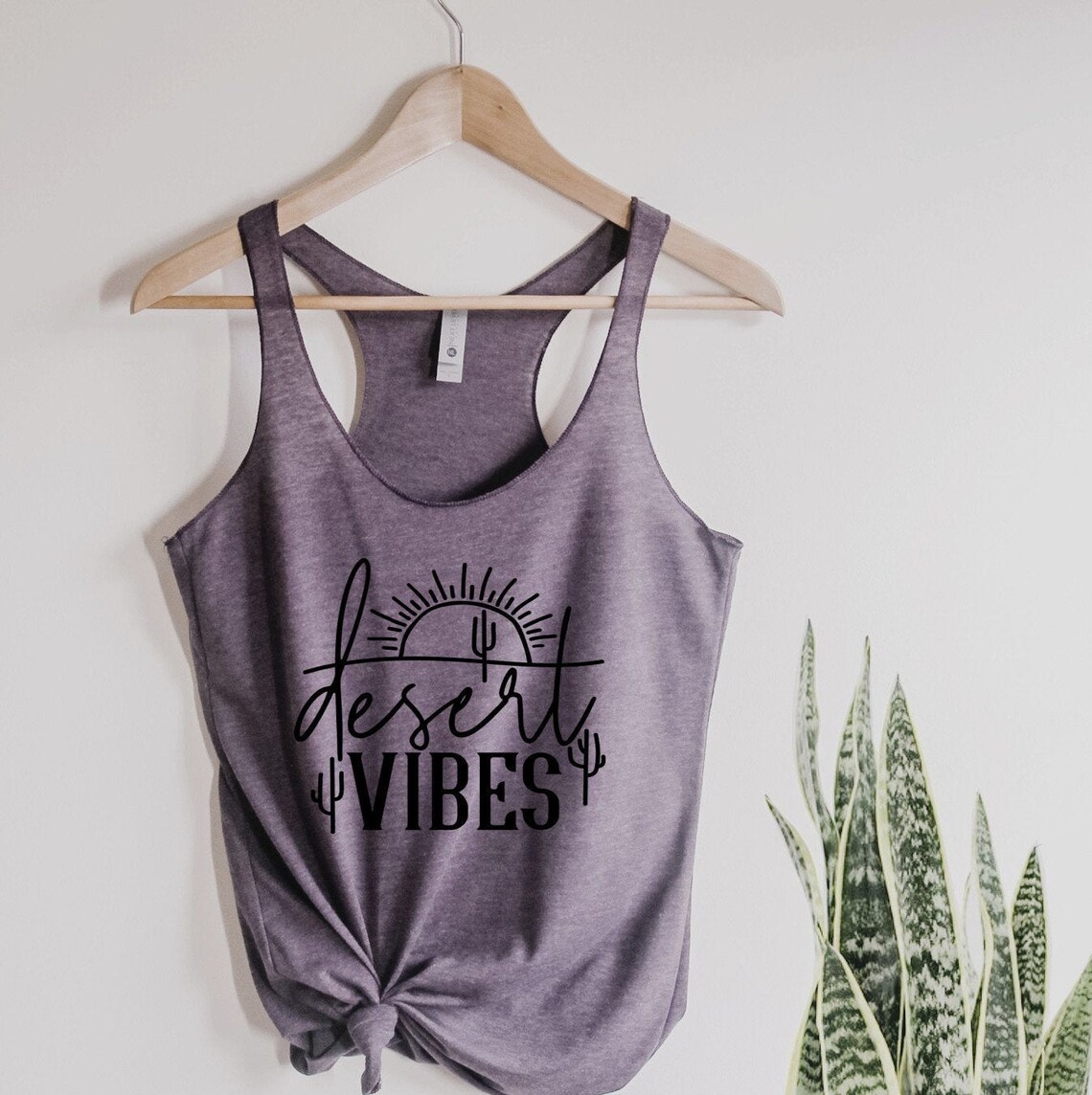 Desert Vibes Boho Tank Vintage Purple Cactus Flowers Bohemian | Etsy