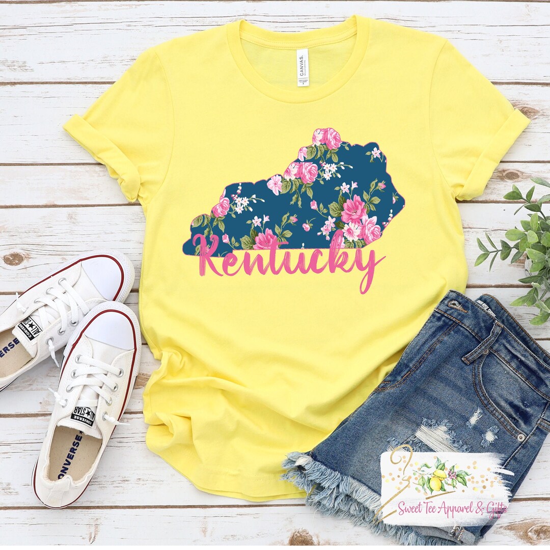 Kentucky Floral T-shirt - Kentucky State Shirt - Spring Flowers - Women ...