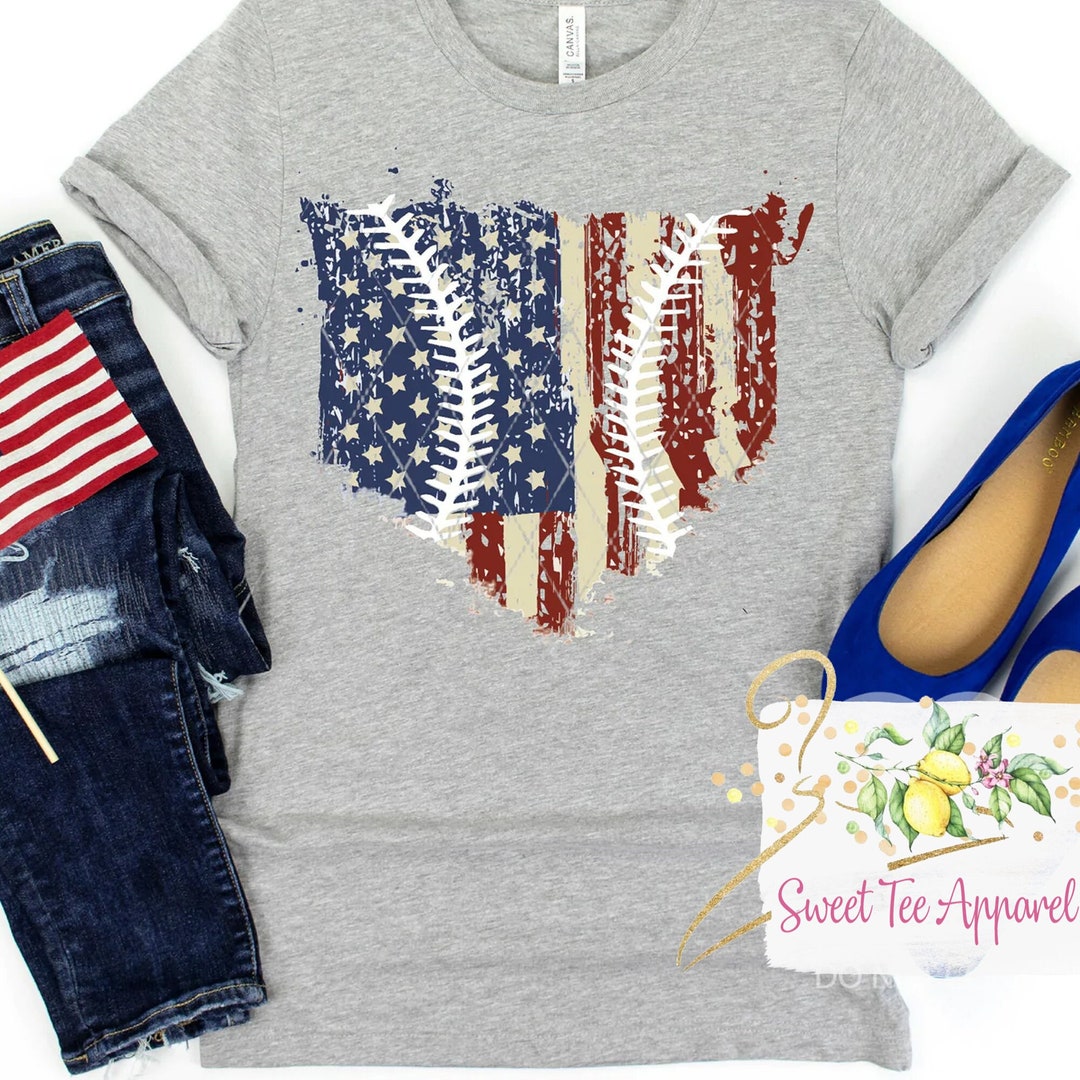 American Flag Baseball Home Plate T-shirt - Baseball Fan Shirt ...