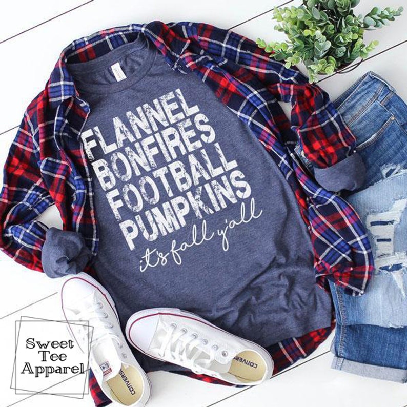 Flannel - Bonfires - Football - Pumpkins - Long Sleeve T-shirt - It's ...